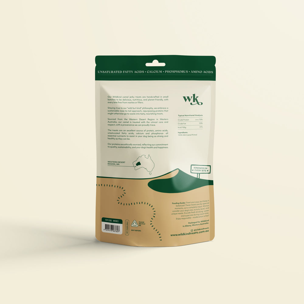 Wildkind Air Dried Camel Jerky | Natural Australian Camel Dog Treats